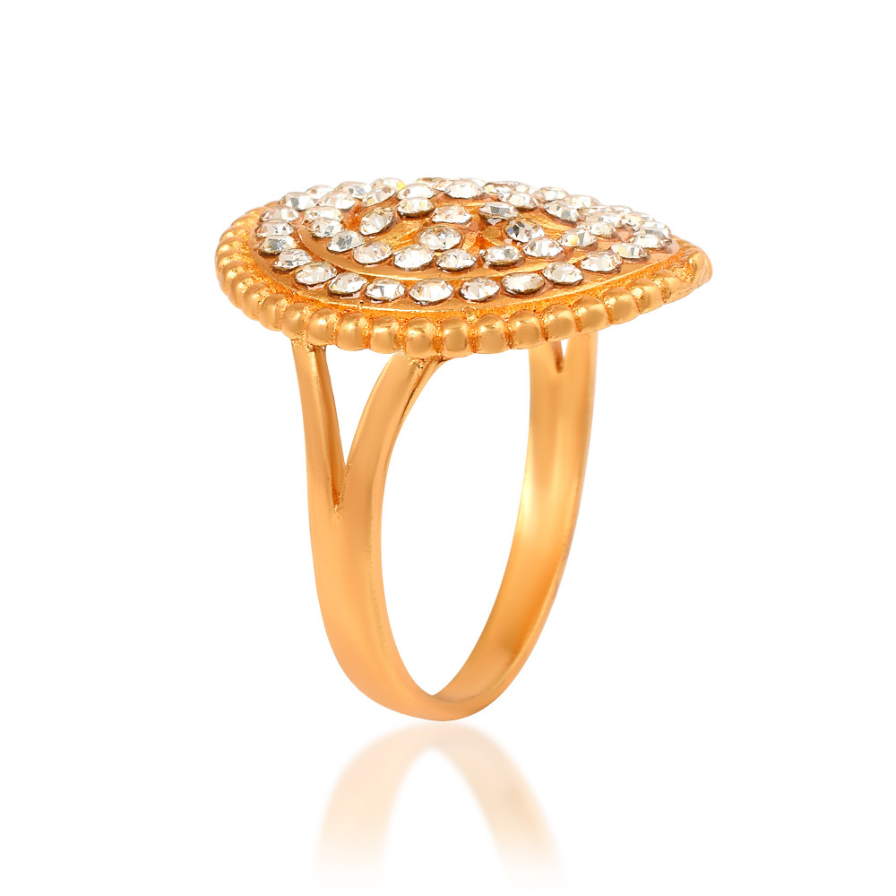 Buy ADMIER gold plated brass round design cz studded designer fashion ...