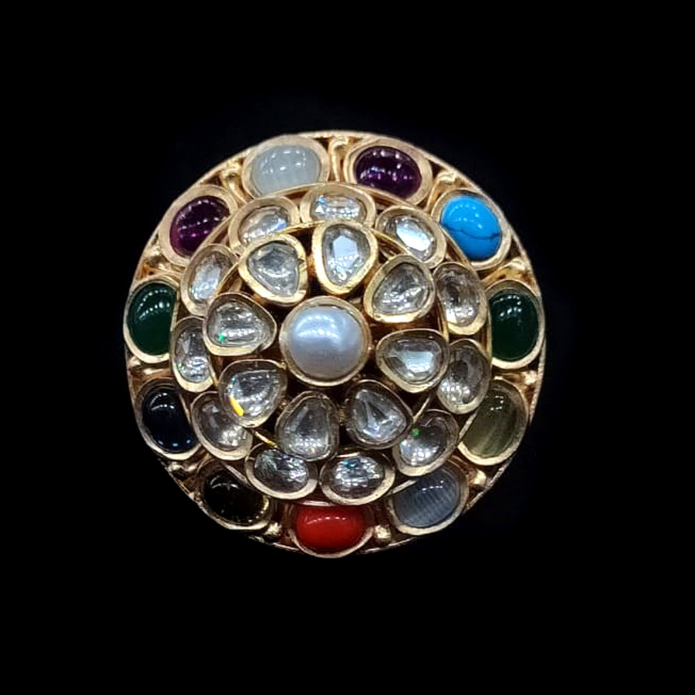 Buy Latest Kundan Mint Rings with Pearl For Women at joolkart.com